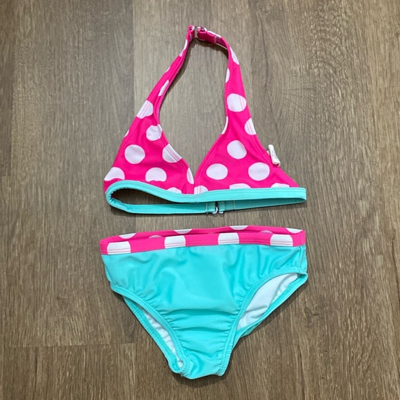 OP | Swim | Op Hot Pink And White Polka Dotted And Teal Blue 4t Bikini ...